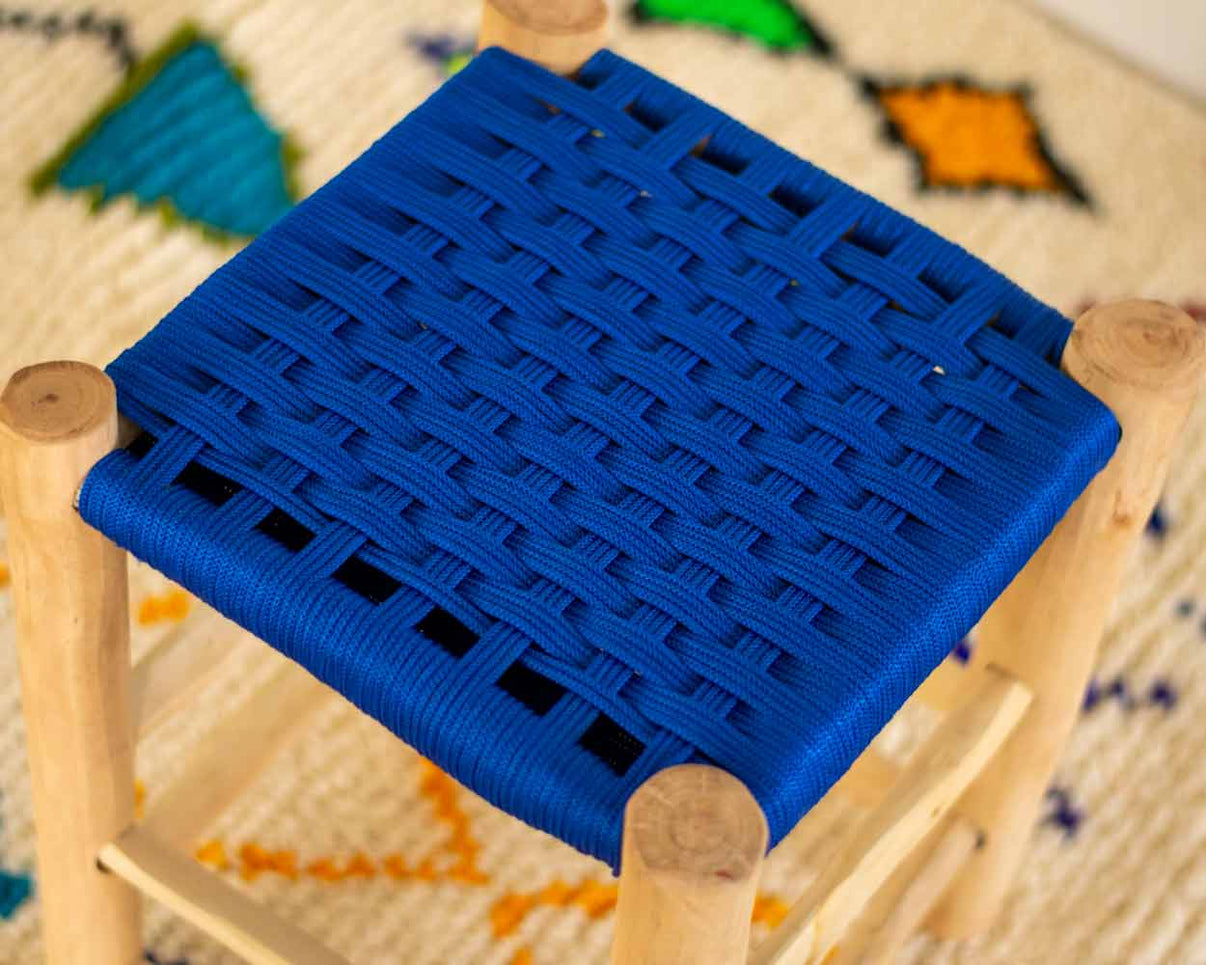 Tabouret en corde tressé Bleu – Maison Dafi